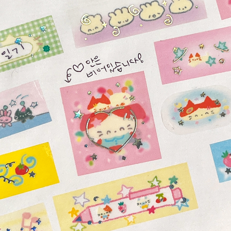 ber_ddi | Square sqaure hologram silver kiss cut : Lovticker