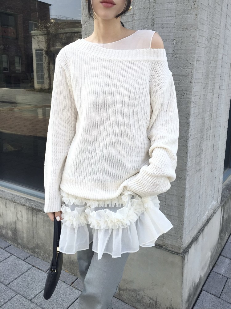 25SS) *적극추천 NUSE OFF SHOULDER KNIT : PERMEATE