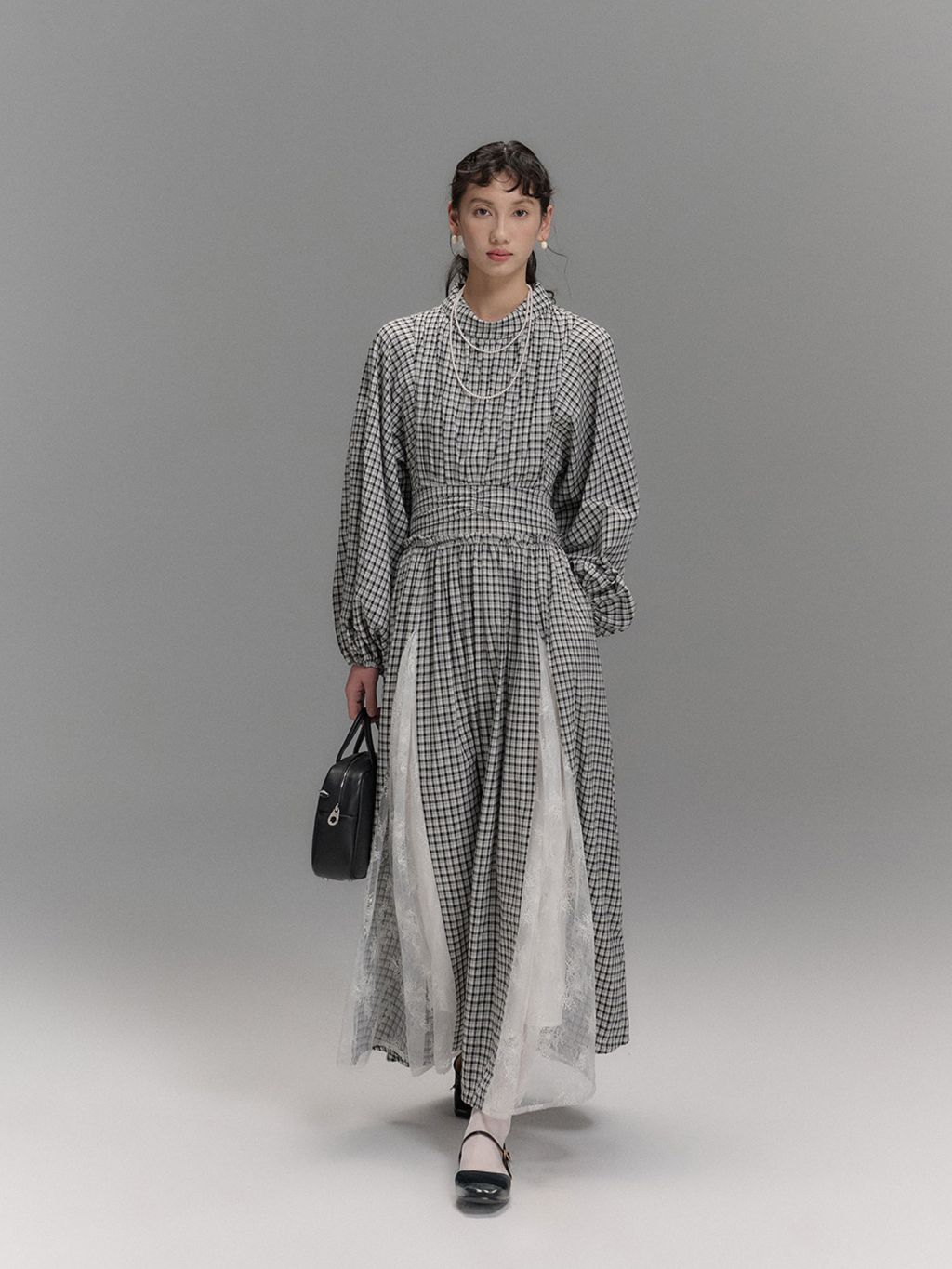 Lace Layered Plaid Pattern Dress : 소냐도르(soñador)