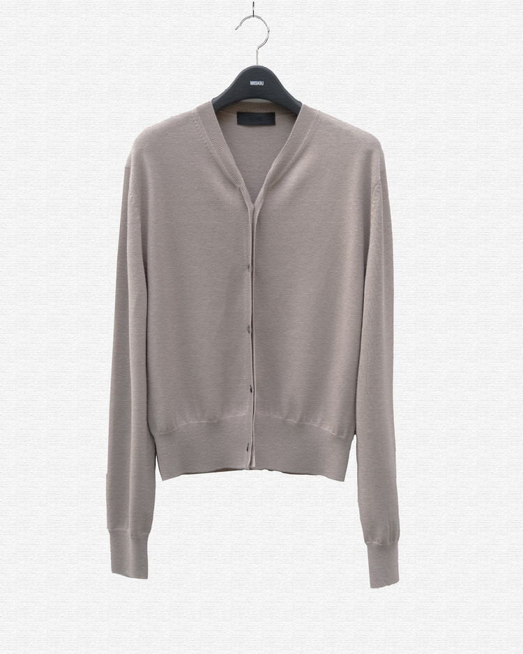 MISKIU-Reverse silk-wool cardigan, Taupe