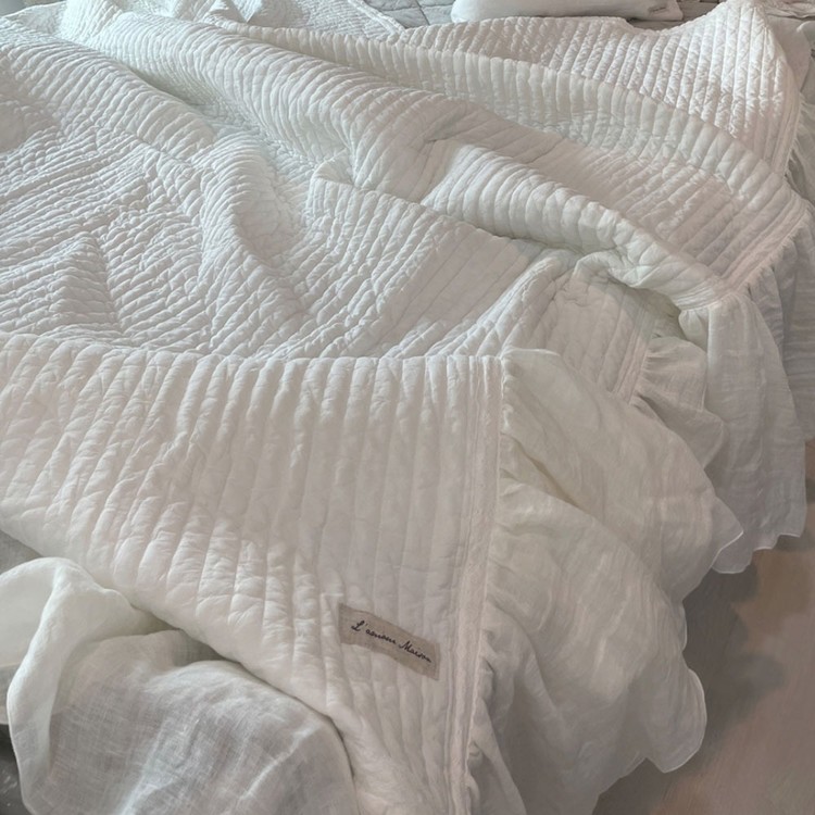 디뮤어 린넨 롱프릴 화이트&핑크 패드&이불 (2size) : 라벨르엠 - Labelle M