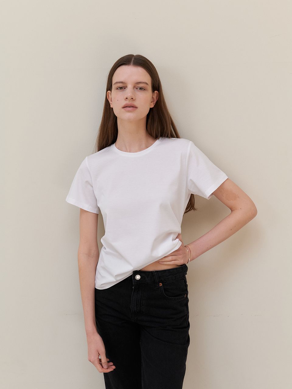 BASIC SILKET COTTON T-SHIRTS (WHITE) : MIMEME