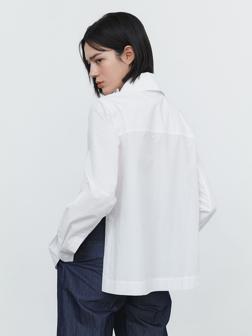 SIDE SLIT COTTON SHIRT (WHITE) : MIMEME