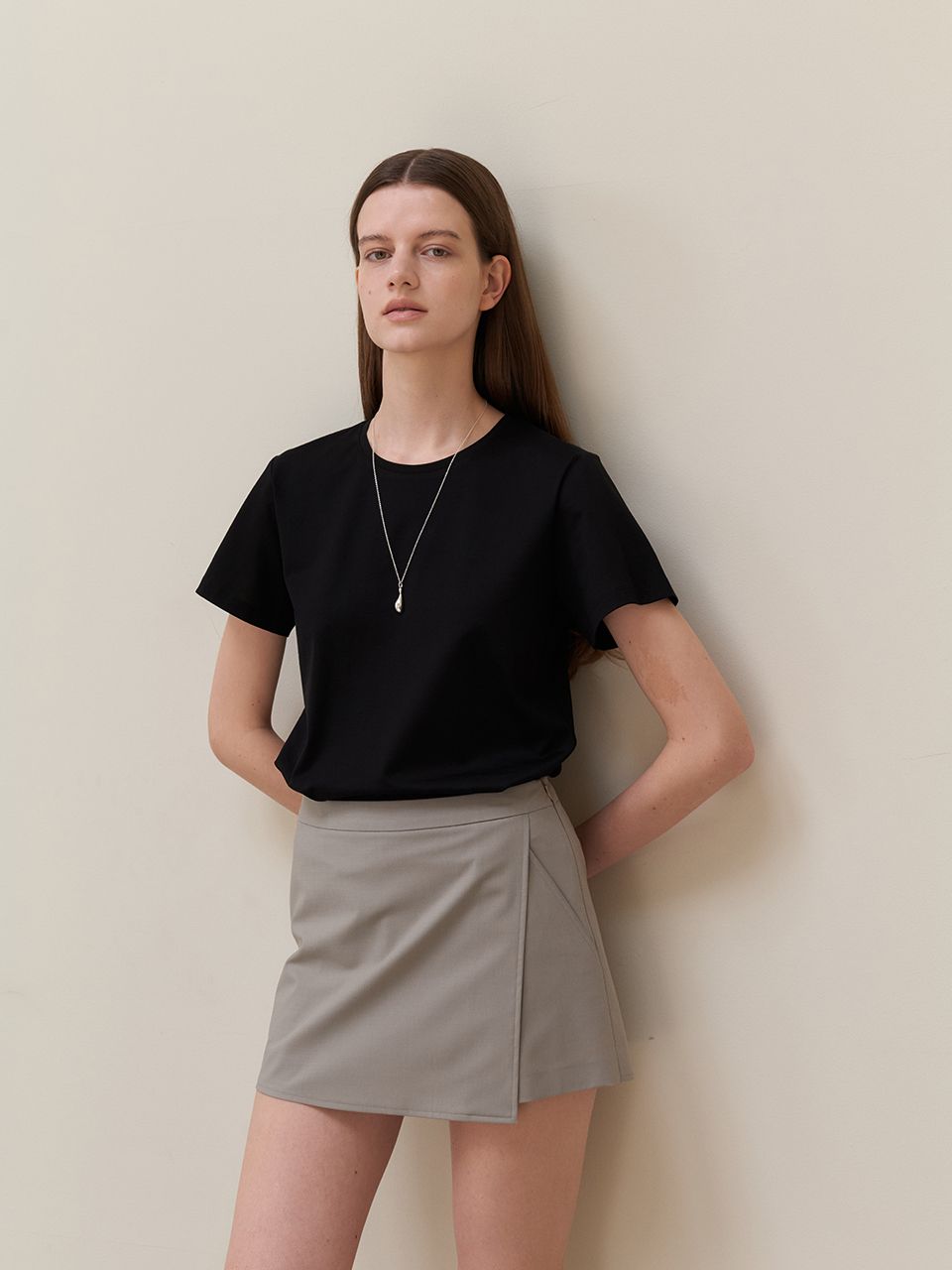 BASIC SILKET COTTON T-SHIRTS (BLACK) : MIMEME