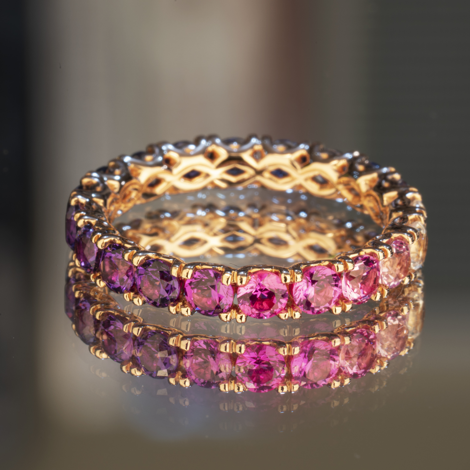 Signature Sapphire Pink Violet Blue Gradation Ring 핑크 바이올렛 블루 시그니처 ...