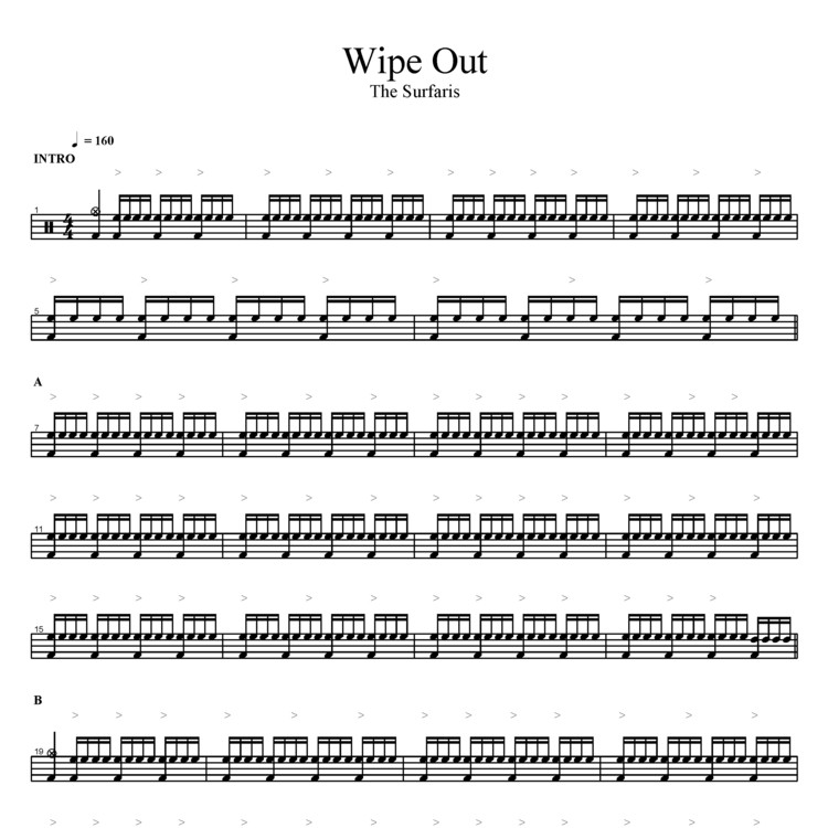 The surfaris - Wipe Out | DRUM SHEET MUSIC / Drum Sheet Music (PDF ...