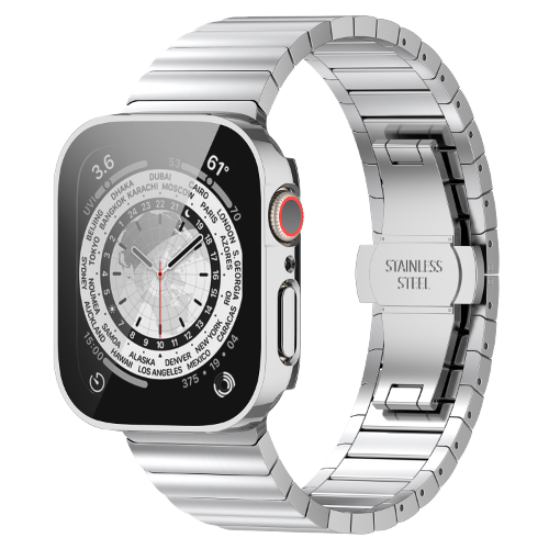 [밀레니즈 증정] 애플워치 링크브레이슬릿 메탈 스트랩 풀커버 플랫 케이스 세트 9 8 7 SE SE2 : 칸탐 KANTAM