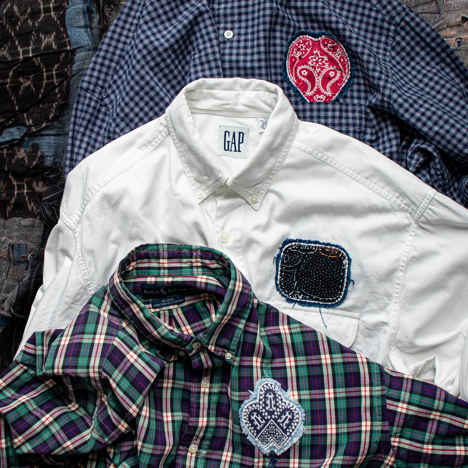 NO.215 "PATCHES" WHITE SHIRT : twostandard