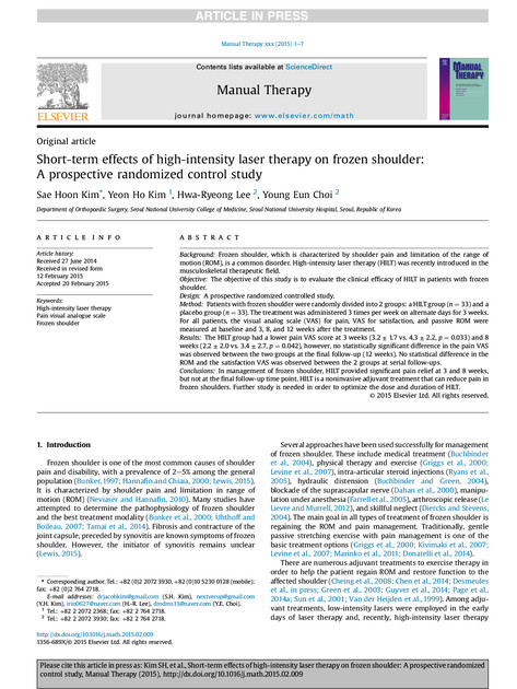 High-Intensity Laser Therapy (HILT) for Frozen Shoulder: Clinical ...