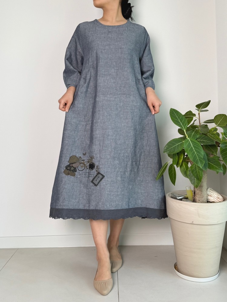 옆배색원피스(린넨) : 헬로미쉘리 - Hello michelle