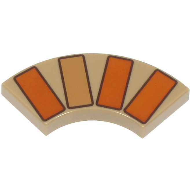 레고부품 Dark Tan Tile, Round Corner 2 x 2 Macaroni with Dark Orange and ...