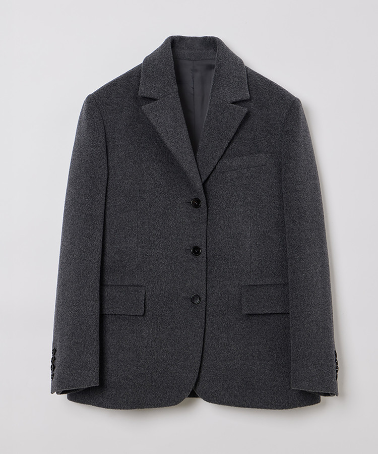[3rd stock] WOMAN PURE WOOL JACKET MELANGE GRAY : fielders