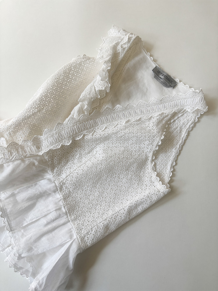 SPORTMAX LACE RIBBON VEST : oaens