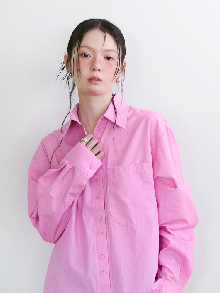 LOOSE-FIT SHIRT_WASHED PINK : coeur