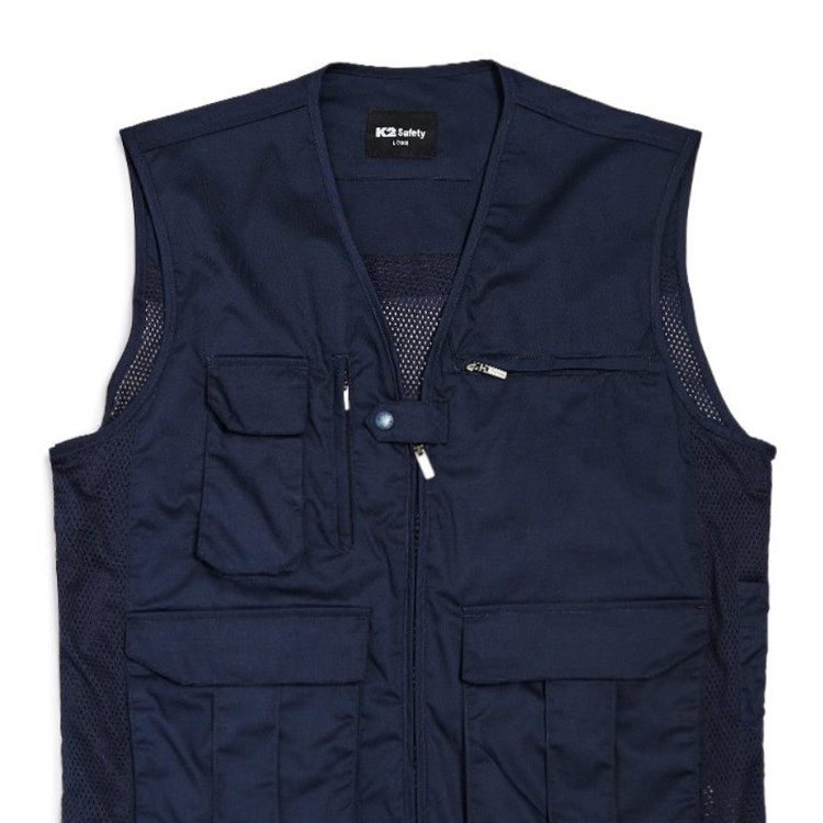 K2-SAFETY 21VE-601R (Navy) 망사 V-작업복 조끼 - 작업복/근무복의 아이스조끼,얼음조끼,경호조끼,방한조끼,고급조끼,고급작업조끼 를 대량주문제작