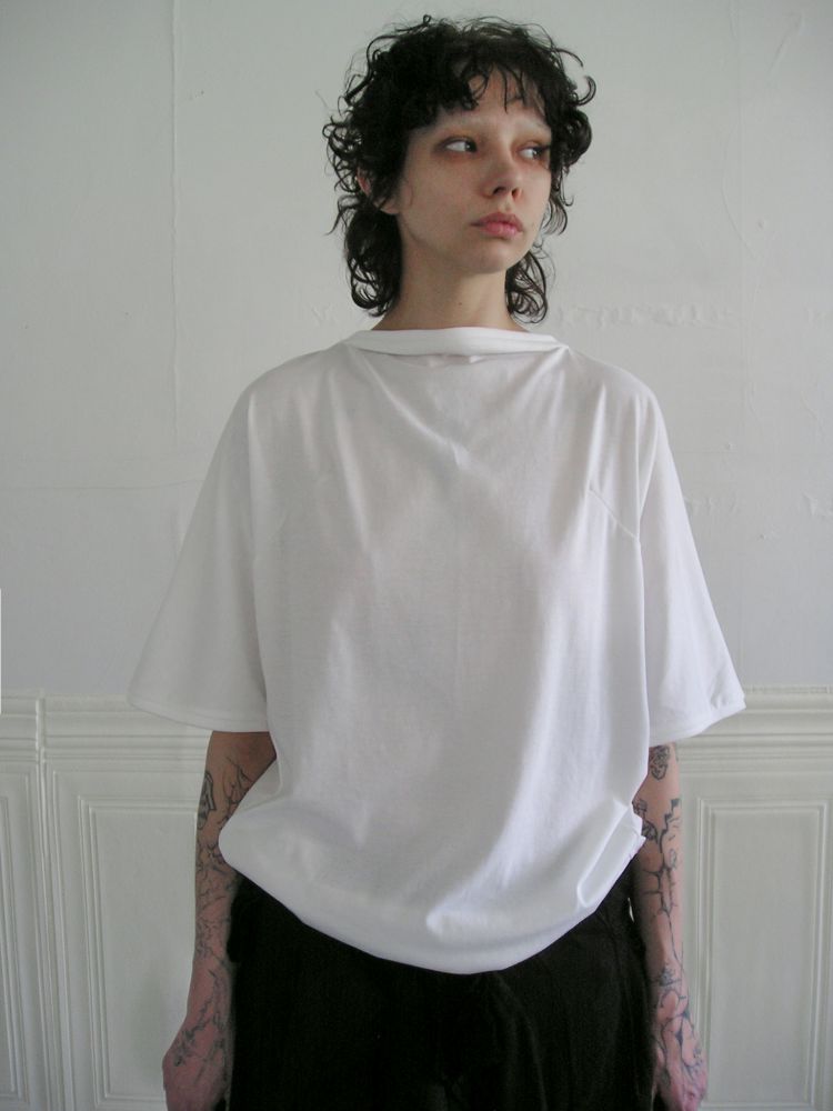 Cowl Neck Half Top - White : eont's