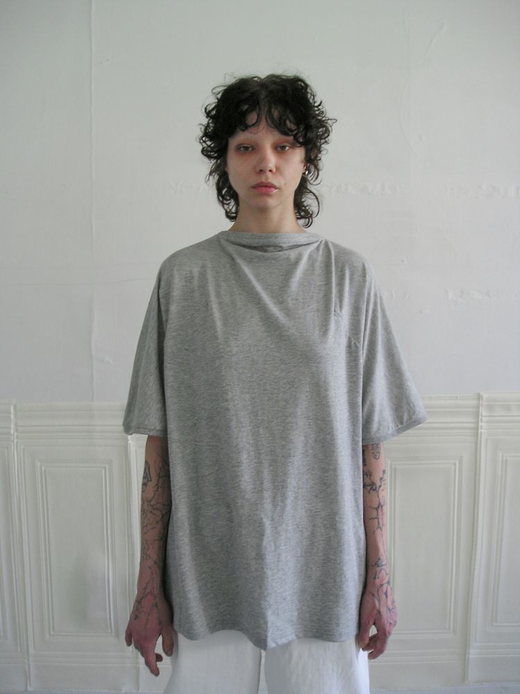 Cowl Neck Half Top - Melange Gray : eont's
