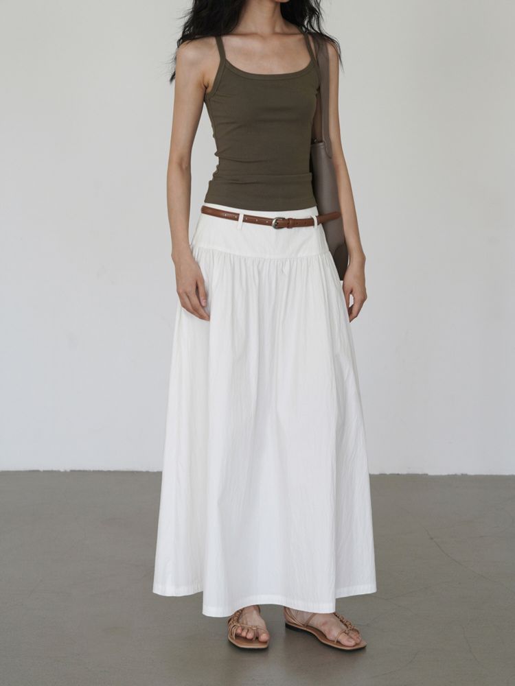 White Cotton Maxi Skirt : 네버씬비포(neverseenbefore)