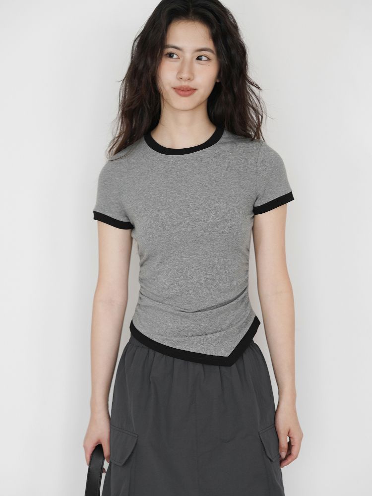 Retro Straight Irregular T-shirt : 트레시카