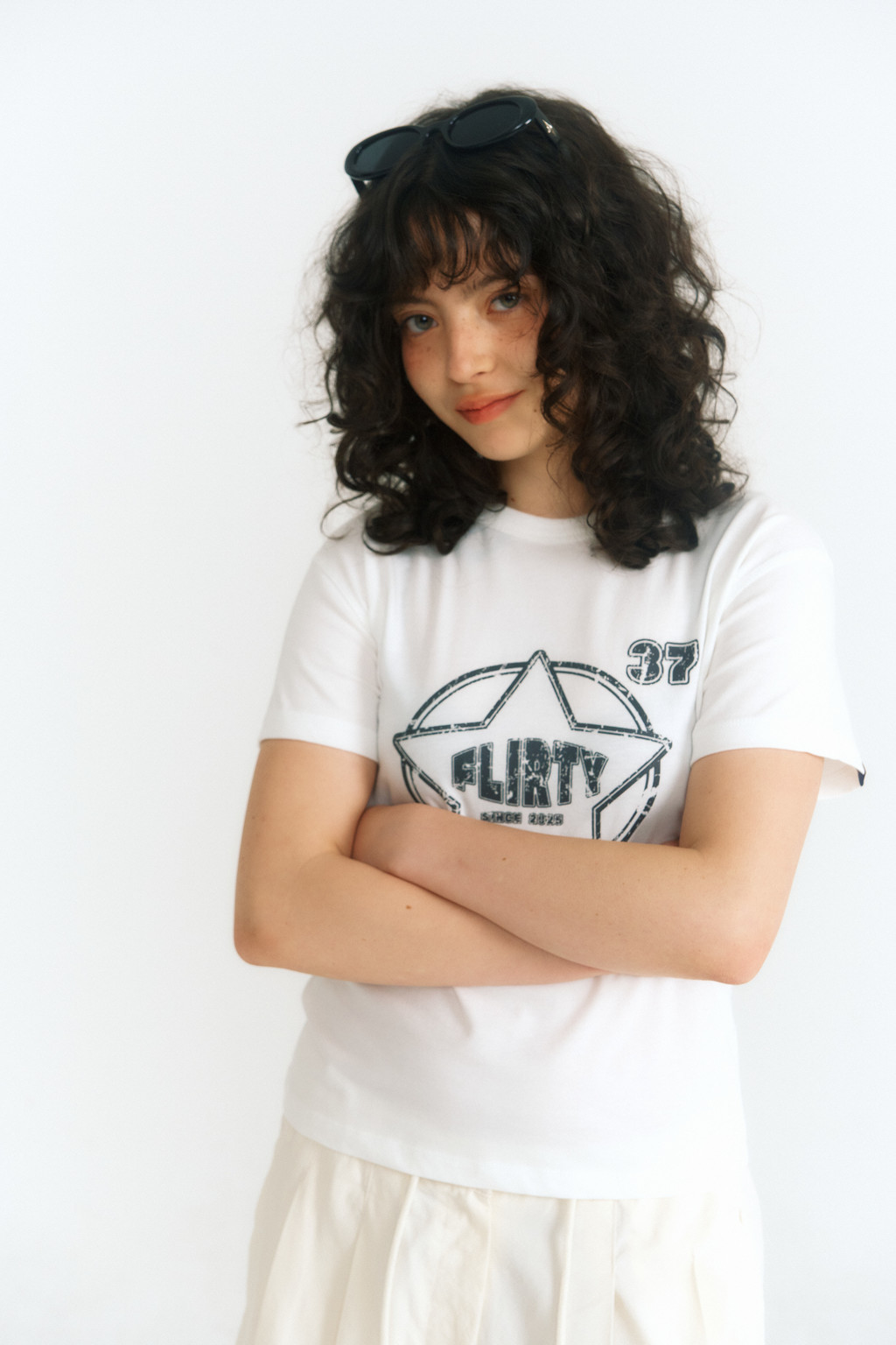 FLIRTY vintage logo t-shirt in white : FLIRTY (플러티)