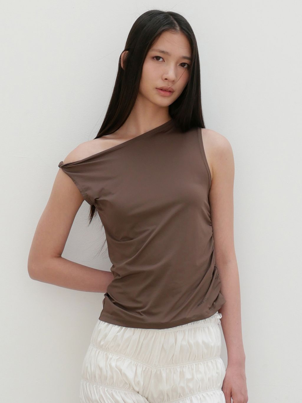 Drop Shoulder Twist Top - Brown : 락케이크 Rock Cake