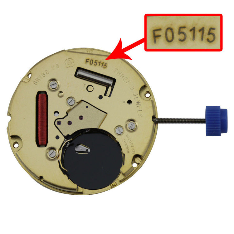 ETA 2핸즈 쿼츠 무브먼트 F05.115-2.0/6 / 로우 캐논 피니언 / 6시 데이트 / 높이 3.4mm : Color ...