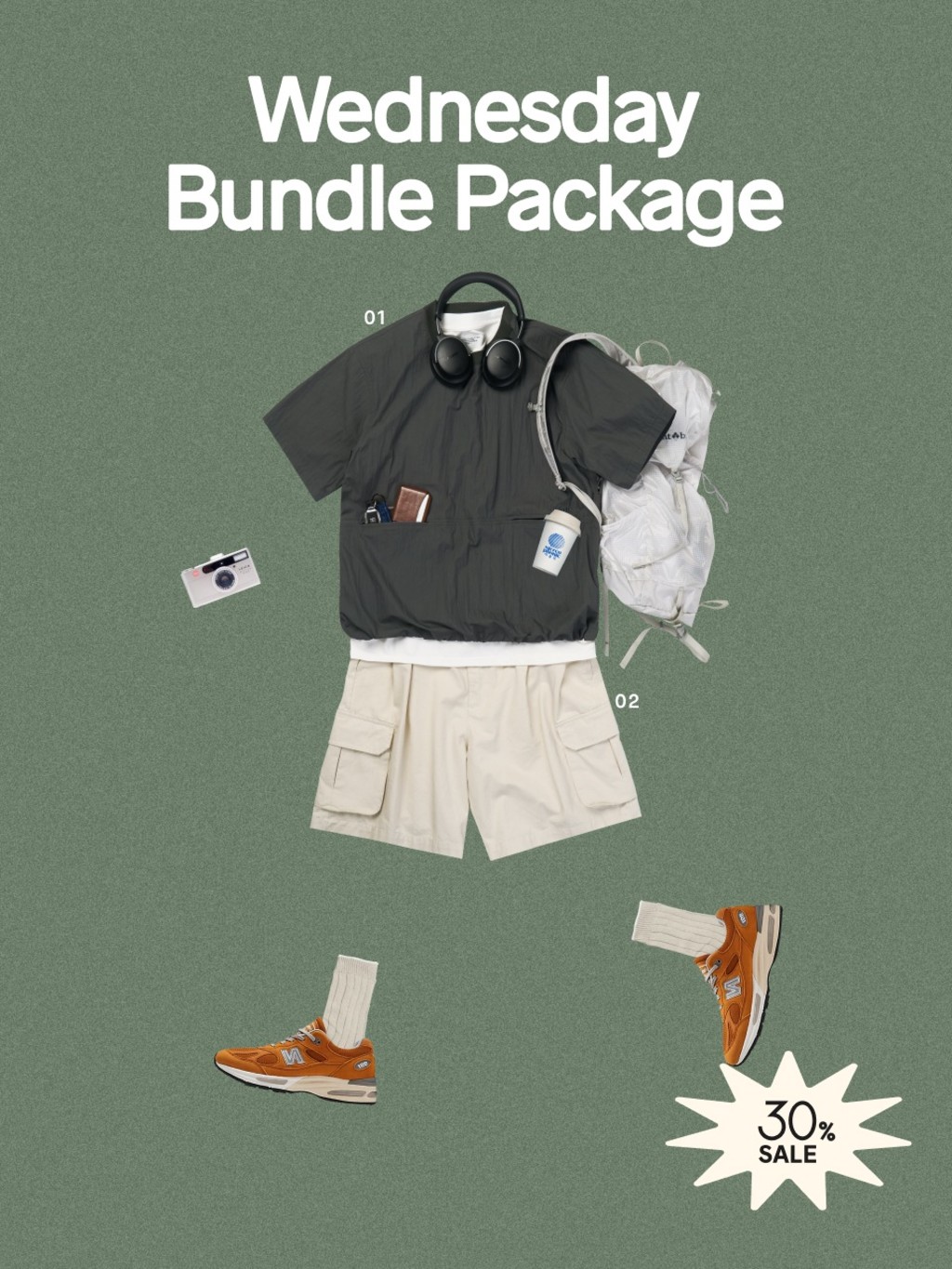(Set) Pocket String Half Tee & Utility Cargo Shorts : Havehad Global