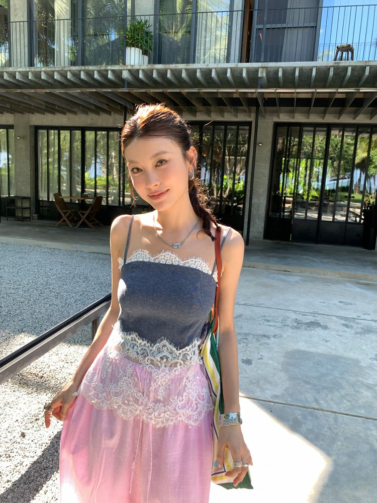 DULA Heart Hunter Beauty Back Lace Tile Tank Top : 프티베 petitbe