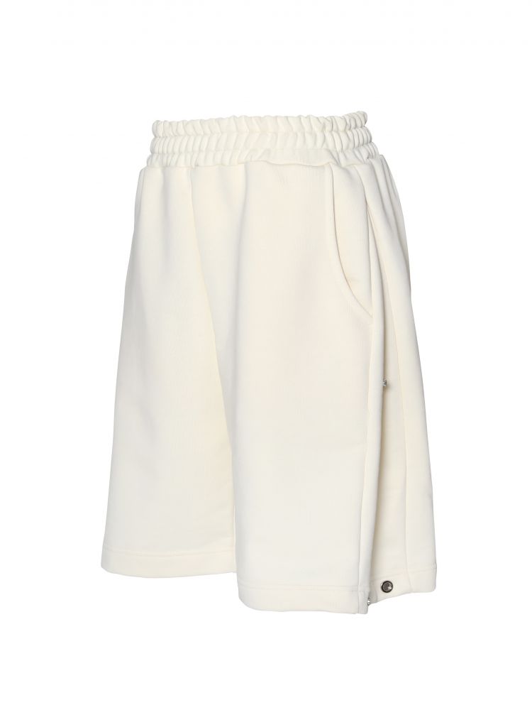 SIDE SNAP WIDE SWEAT SHORTS (CREAM) : MJD
