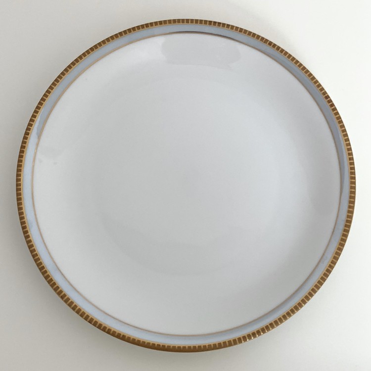 vintage gold & blue rimmed dessert plates : cosetti