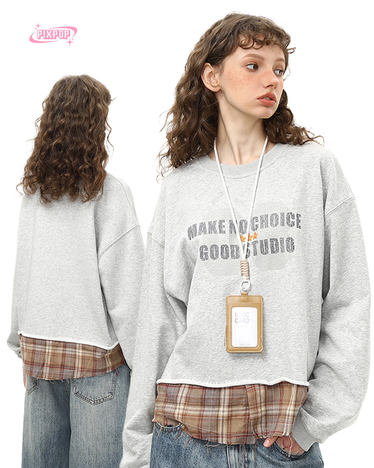 Loose-fit sweat fake two-piece T-shirt 루즈핏 스웻 페이크 투피스 티셔츠