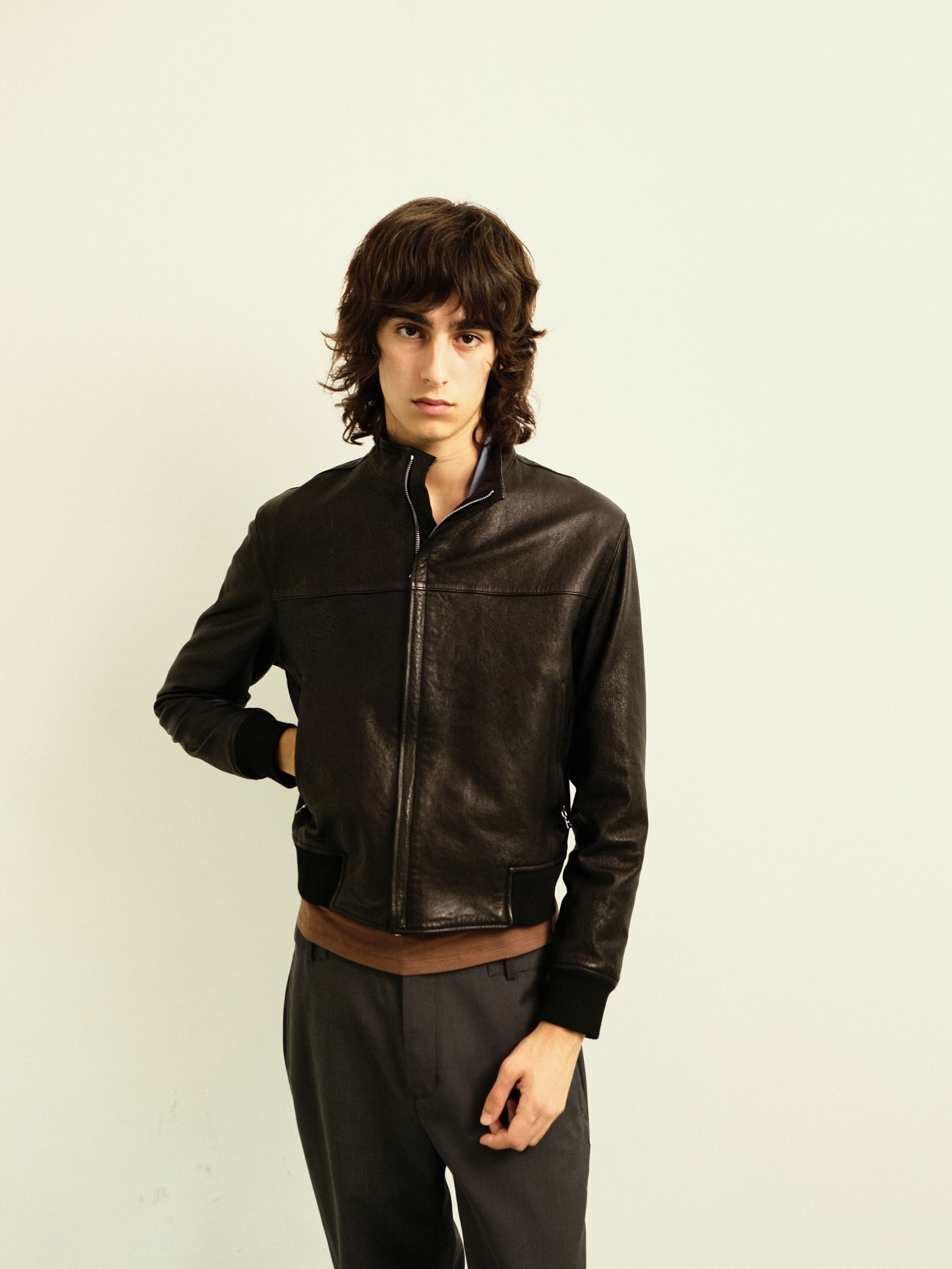 MISKIU-Oncle's leather bomber, washed black