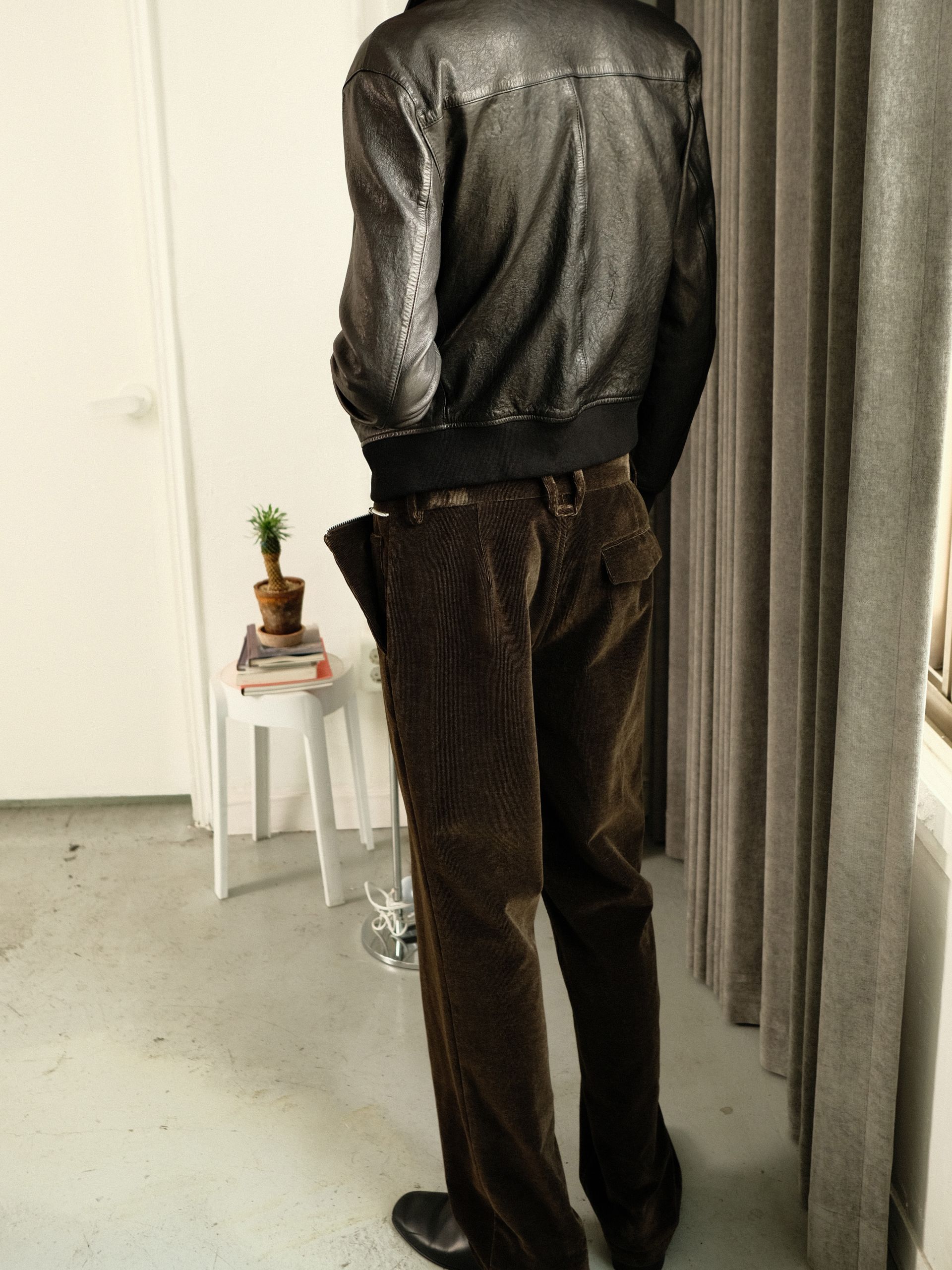 MISKIU-Cotton-rayon velour chino, mole