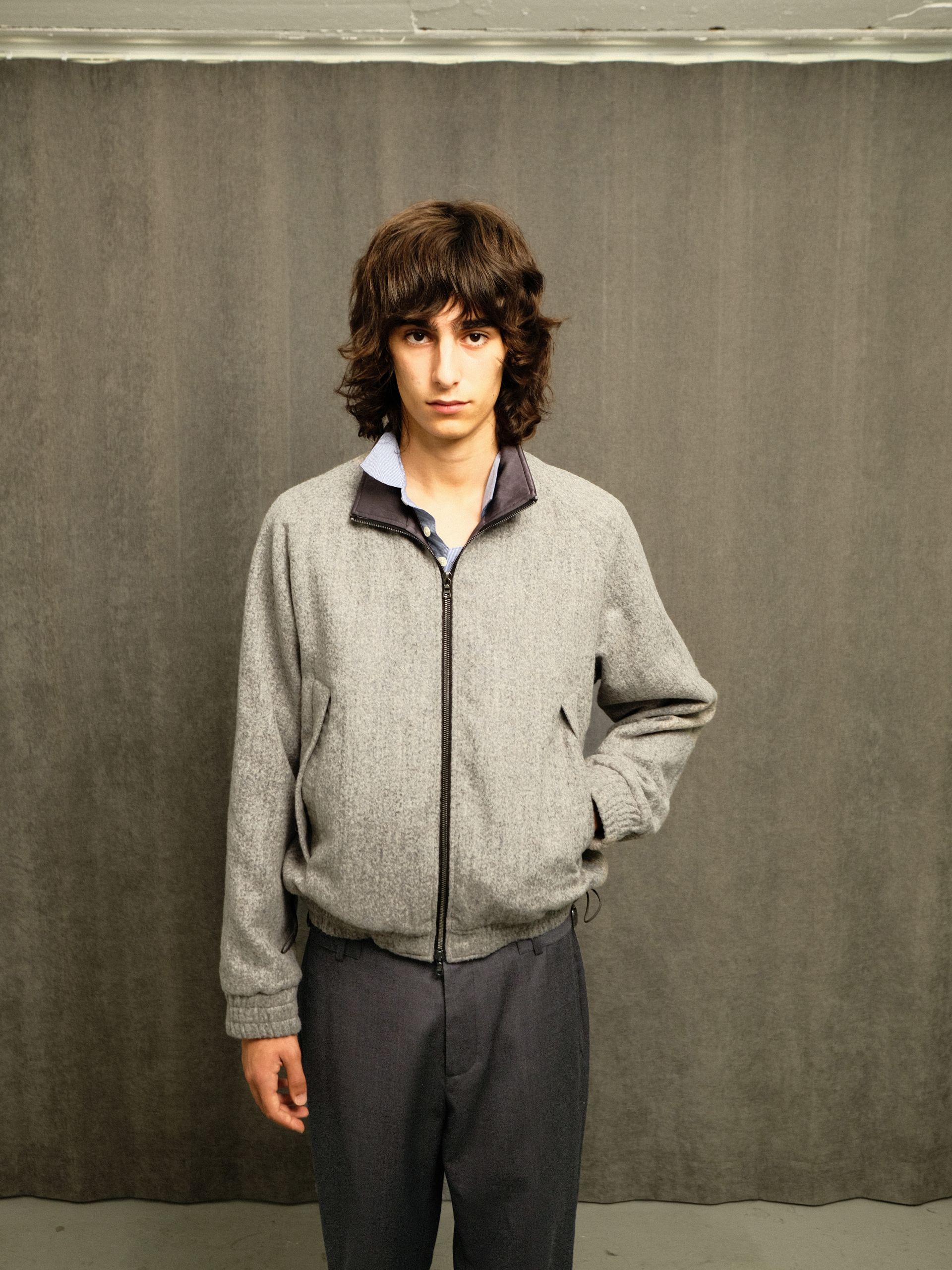 MISKIU-Alpaca-wool felt blouson, melange
