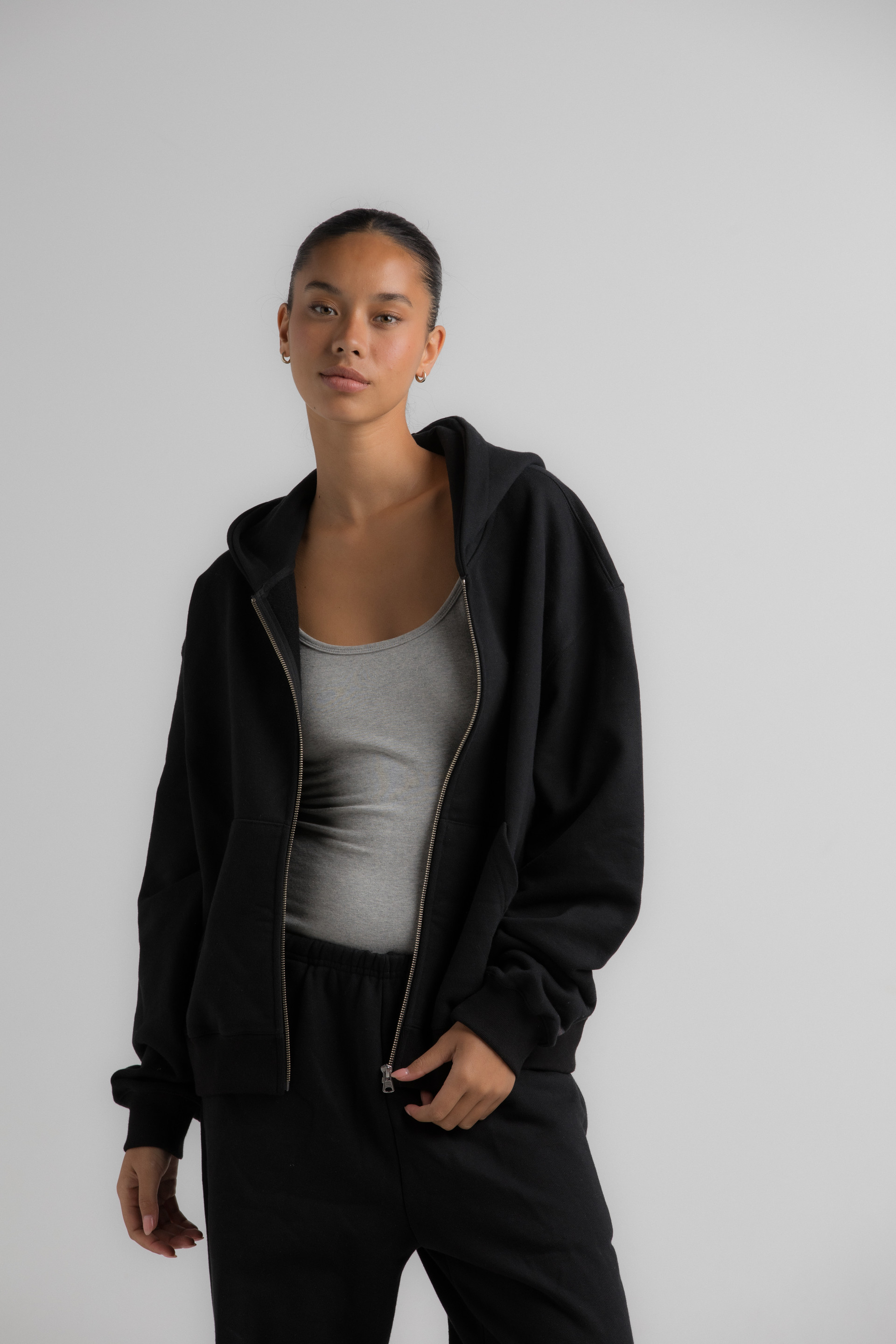 Boyfriend Hoodie Zip-Up(Black) : Goblin Wear 고블린 웨어