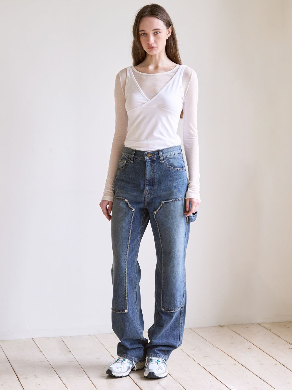 Bruno Raw Edge Painter Denim (Midnight Blue) : J'ASP 쟈습