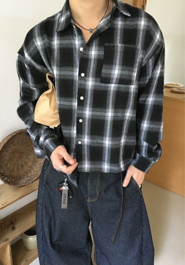 Titan Check Brushed Crop Shirt : CRUV 크루브