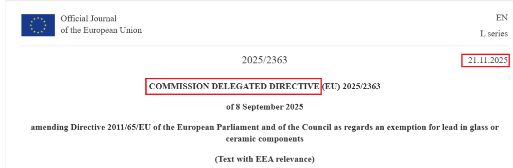 Regulation update: EU RoHS – Revision of Lead Exemption Provisions ...