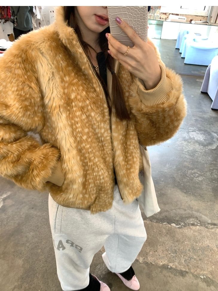 Bambi Oversized High Neck Dual Version Eco-Friendly Fur Coat : 니에 nieh