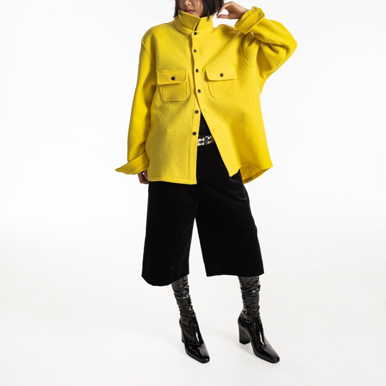 (PAPER MOON) CASENTINO WOOL OVERSIZED POCKET BUTTON DOWN SHIRT : YELLOW ...