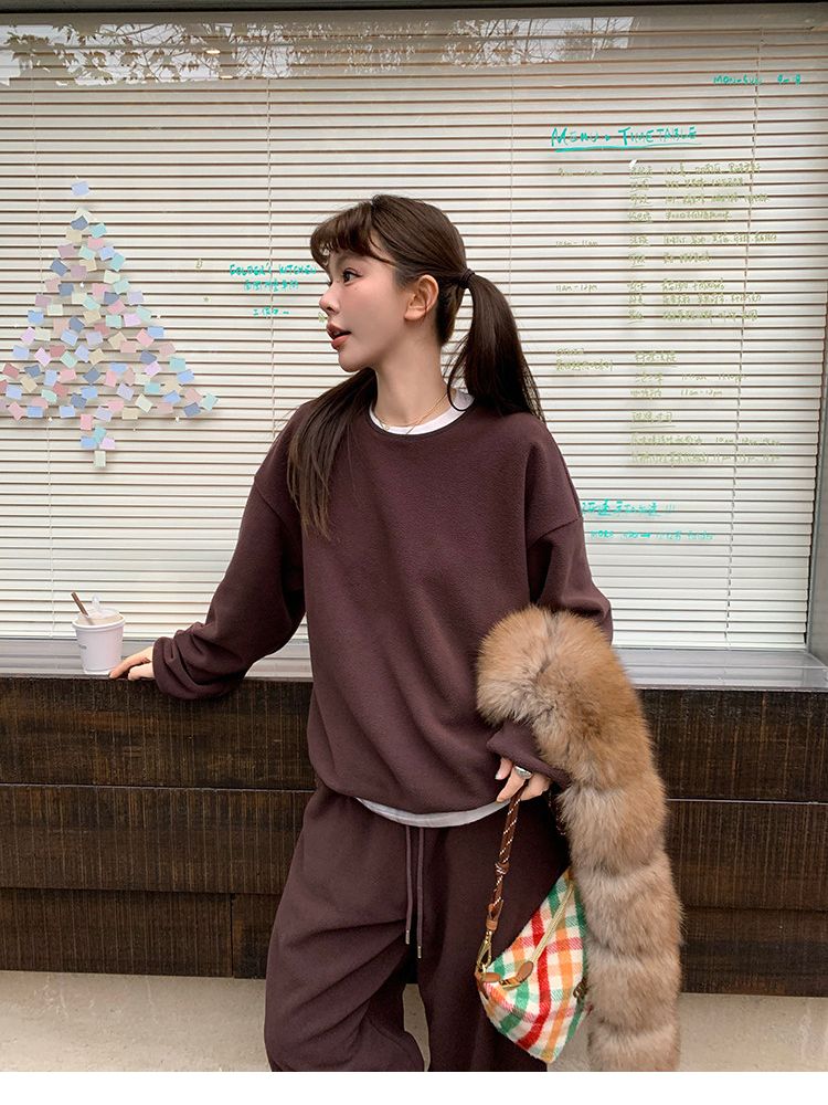 LRIB Comfort Experience Baby Blue Brown Round Neck Top and Pants Set ...