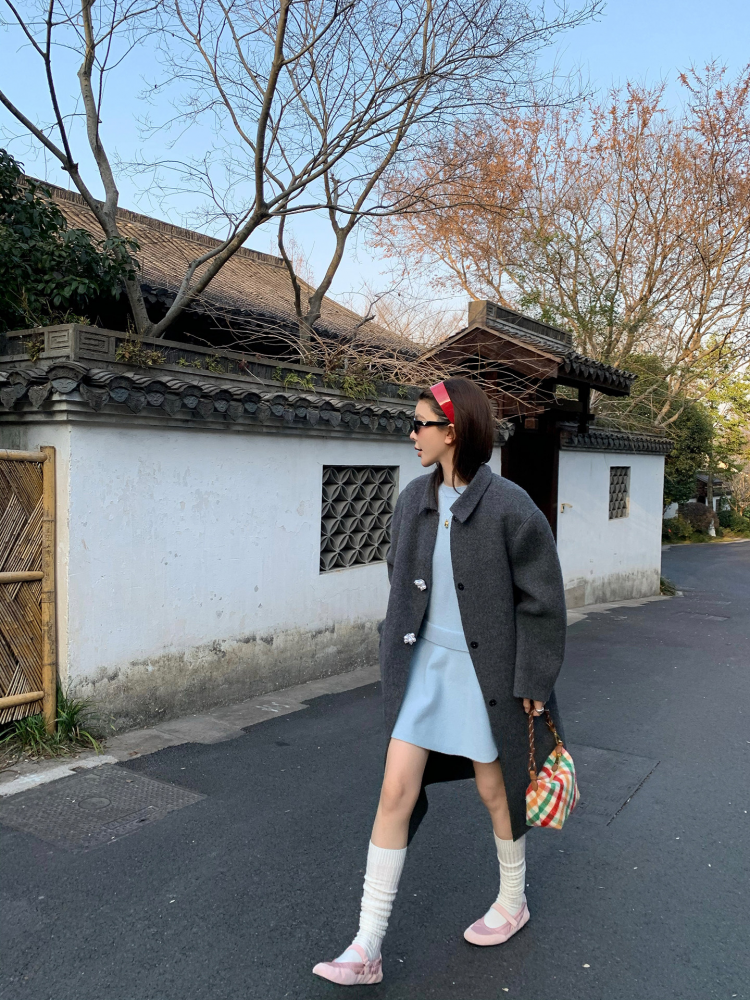 LRIB Full Wool Pearl Buttoned Double-Sided Wool Coat : 유스키트 YOUTHKIT