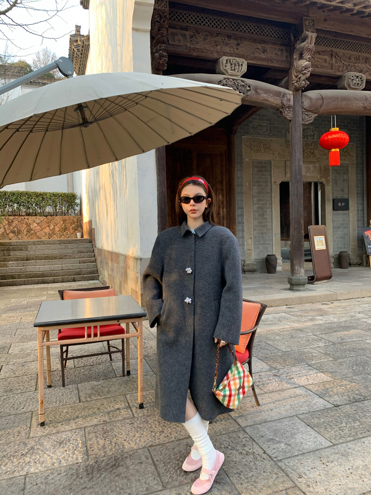 LRIB Full Wool Pearl Buttoned Double-Sided Wool Coat : 유스키트 YOUTHKIT