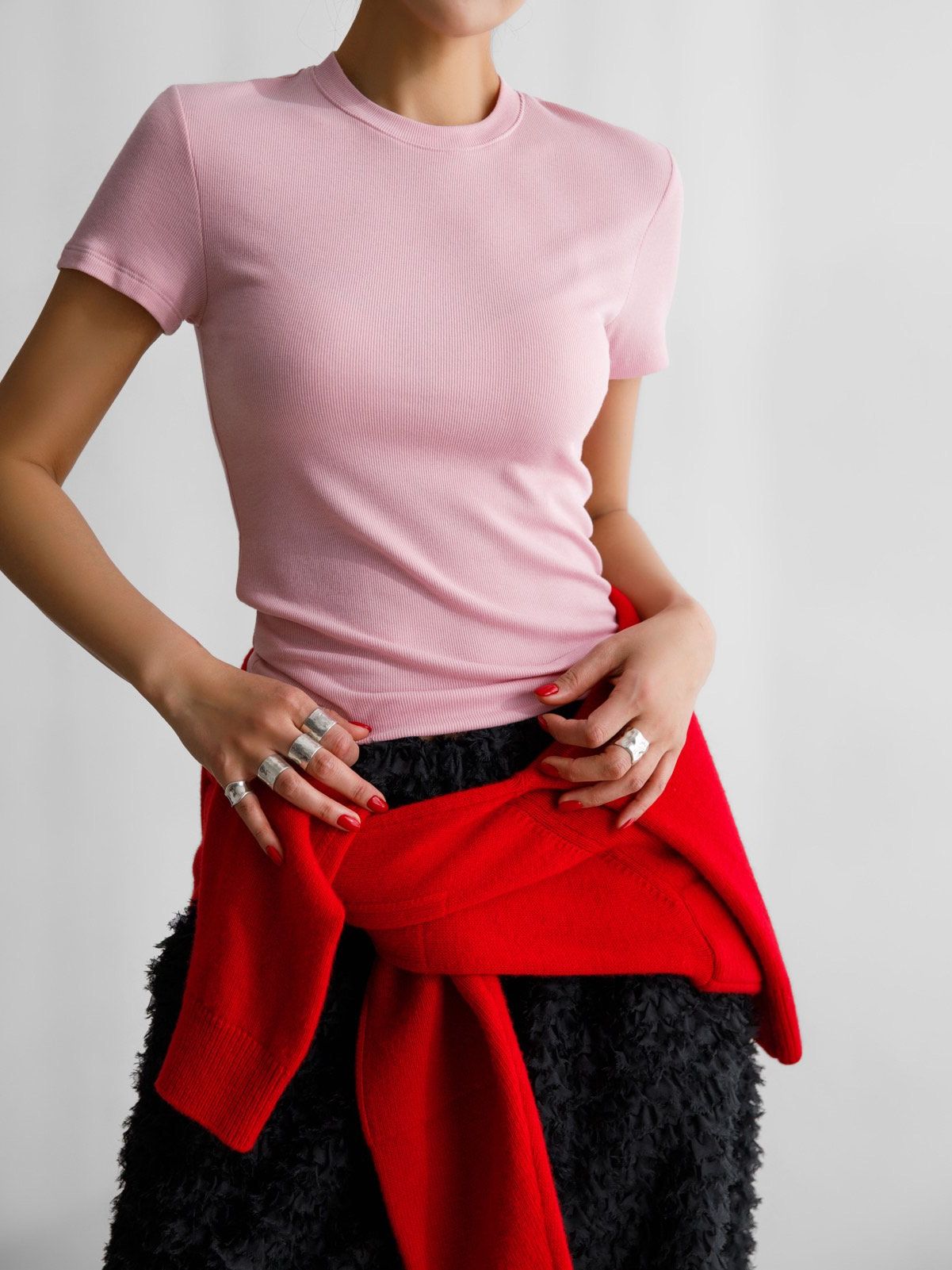 (PAPER MOON) RIBBED SLIM CREWNECK BASIC T - SHIRT : PINK : wink ...