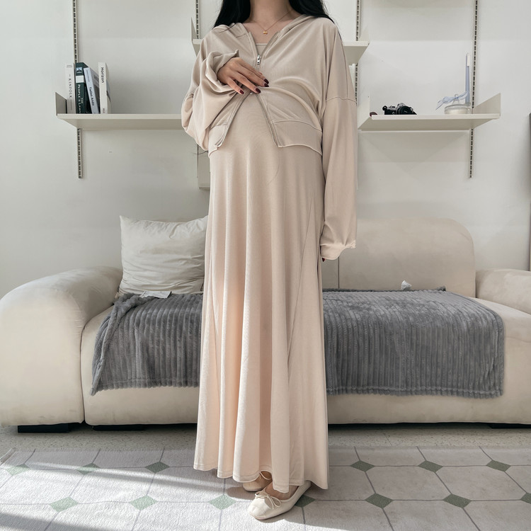 🌸(크롭골지SET)롱스퀘어넥나시ops+크롭후드집업-2color : 제이린