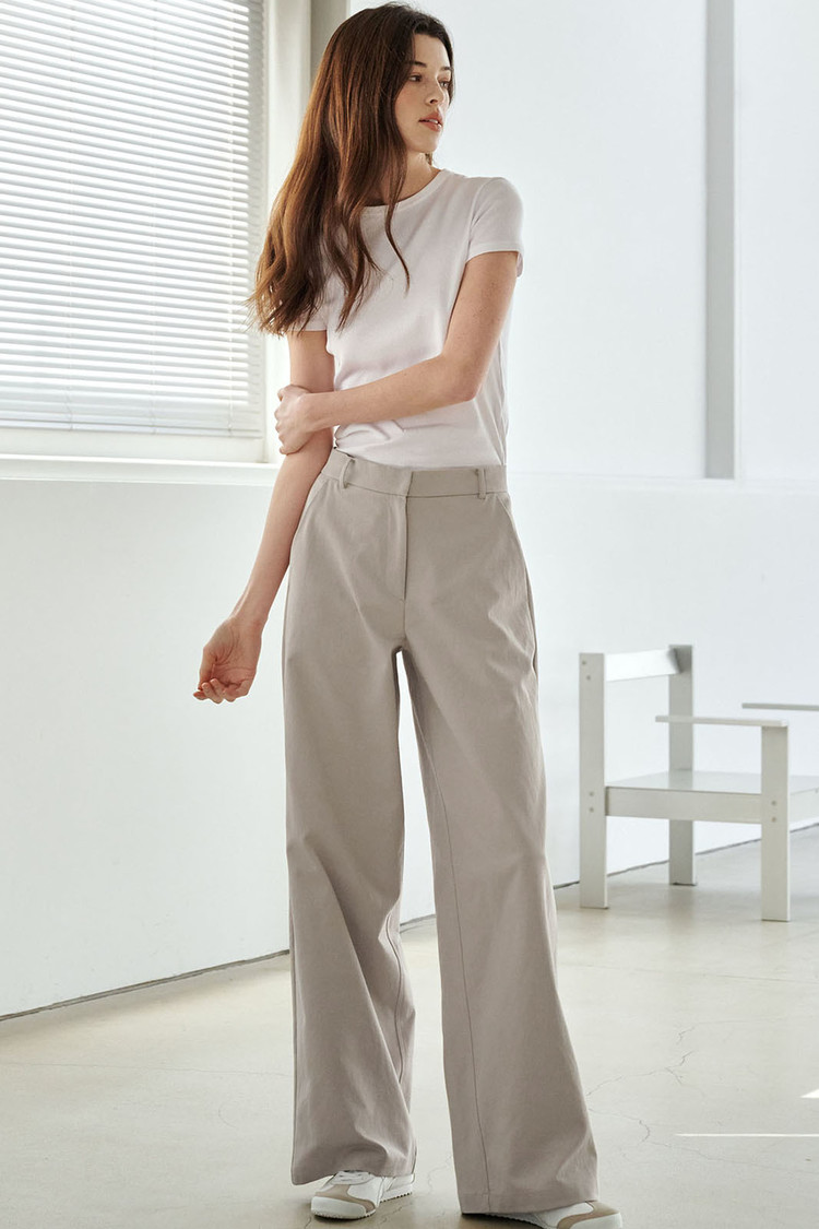 2171 STRETCH LIGHT WIDE PANTS (BEIGE) : 마롭 MALOUPE | 공식 온라인 스토어
