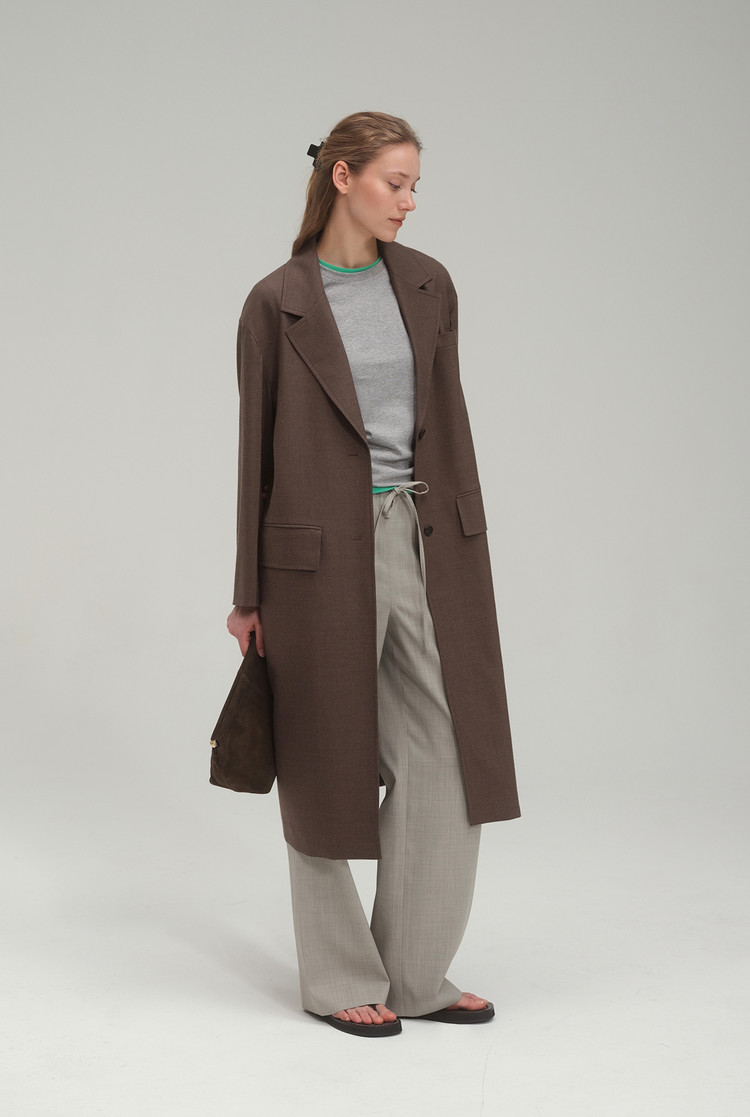 Light wool blend trench_Brown Plain : STOFÊ 스토프