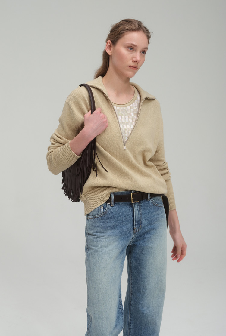 [2nd] Half zip sweater and tank top set_Sand Beige : STOFÊ 스토프