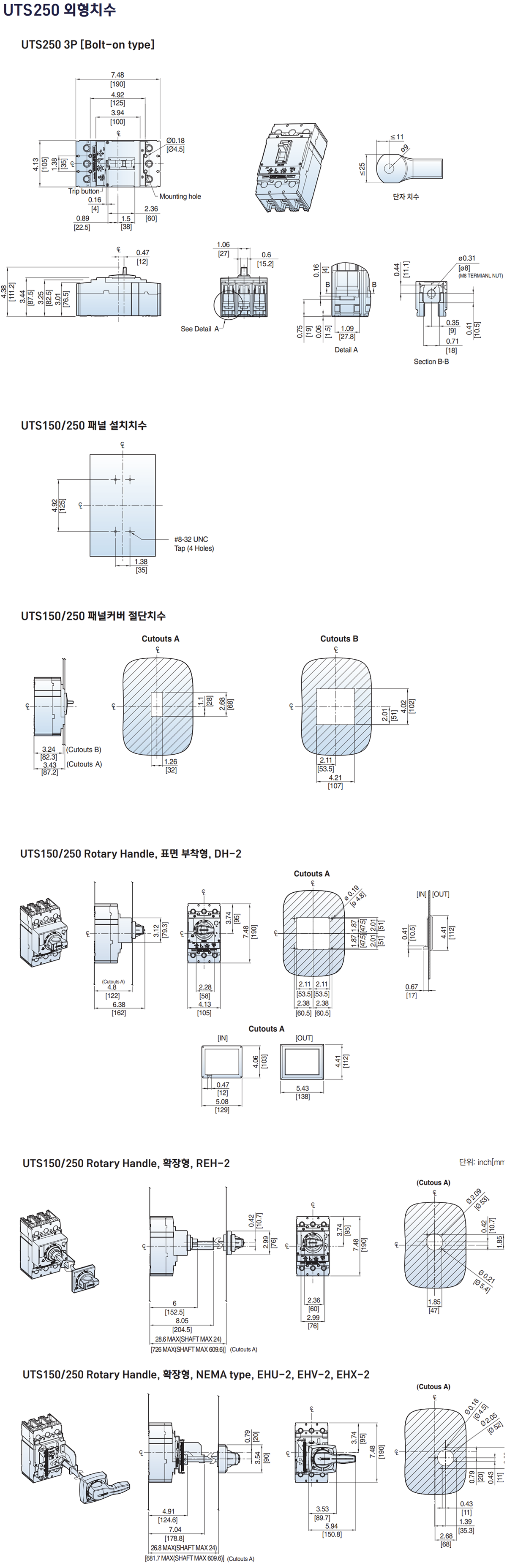 UTS250HT FTU 2P 150A, 175A, 200A, 225A, 250A, UL MCCB, UL 차단기, LS UL ...