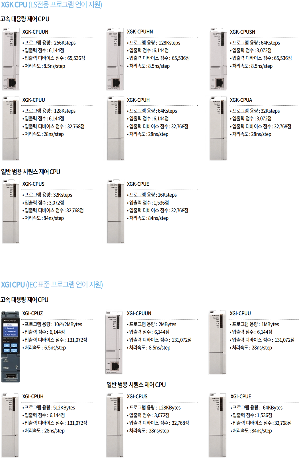 XGI-CPUUN, XGI CPUUN, XGT CPU, GLOFA CPU : 투에스케이